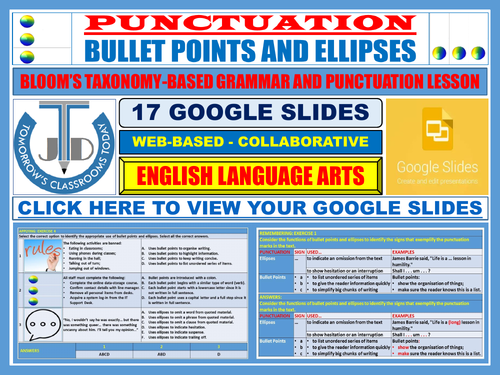 BULLET POINTS AND ELLIPSES - PUNCTUATION: 17 GOOGLE SLIDES | Teaching ...