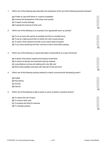 GCSE PE All Exam Questions and Answers | Teaching Resources