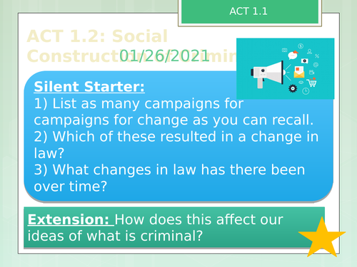 Criminology Unit 2 1.2 Social Construct Of Crime: Time | Teaching Resources