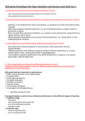 A Level PE - Sports Psychology Unit Bundle | Teaching Resources