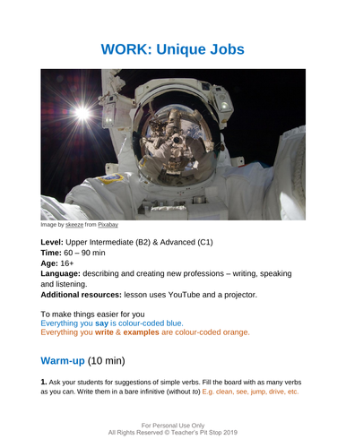 ESL Lesson - WORK: Unique Jobs | Teaching Resources