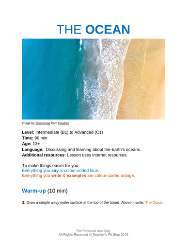 ESL Lesson - THE OCEAN | Teaching Resources