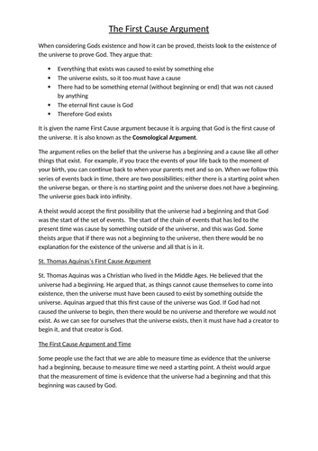 The First Cause Argument - AQA Religious Studies - Cosmological ...