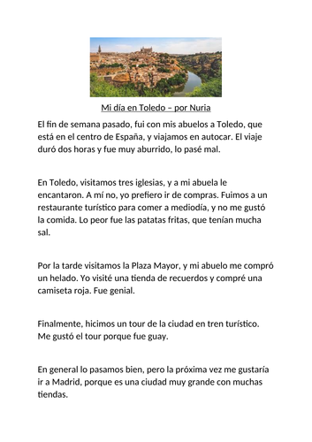 Spanish Year 8 / S2 reading comprehension and writing stimulus las ...