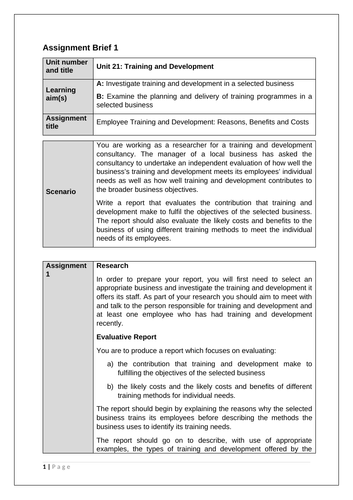 BTEC Business - Unit 21: Training and Development (Complete bundle ...