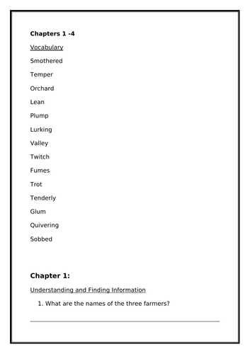 Fantastic Mr Fox - vocabulary, activities and study questions ...