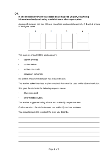AQA GCSE Chemistry (9-1) - C12.5 Tests for negative ions + Required ...
