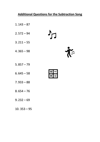 Music Maths - Subtraction | Teaching Resources