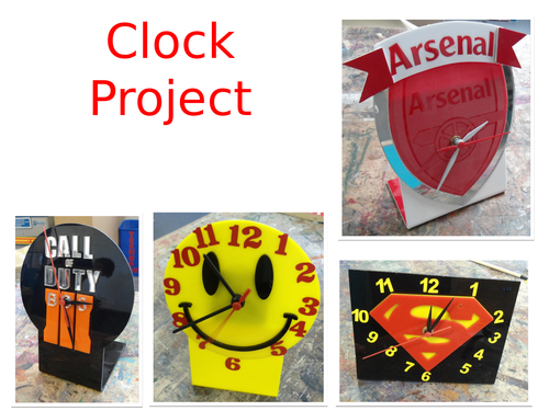 Acrylic clock project booklet- worksheets, lessons, quizzes etc ...