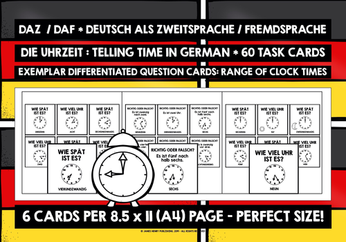GERMAN TELLING THE TIME CHALLENGE CARDS #3 | Teaching Resources