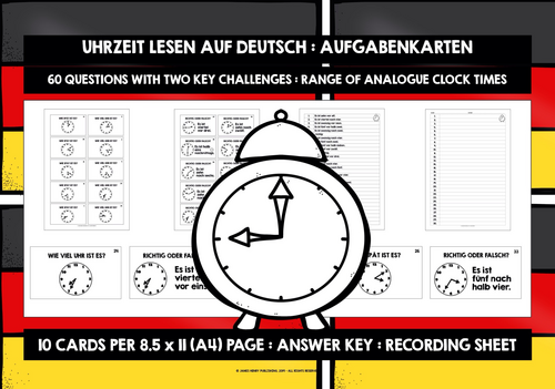 GERMAN TELLING THE TIME CHALLENGE CARDS #3 | Teaching Resources