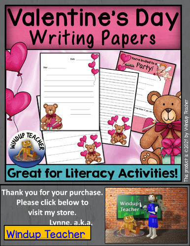 Valentine's Day Writing Paper | Color & B&W Activity Sheets | Teaching ...