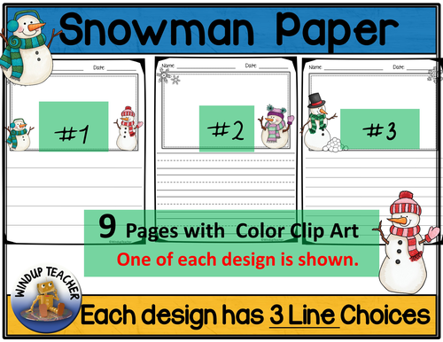 Snowman Writing Paper - Draw, Color and Write Activity Papers for ...