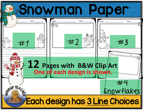 Snowman Writing Paper - Draw, Color and Write Activity Papers for ...