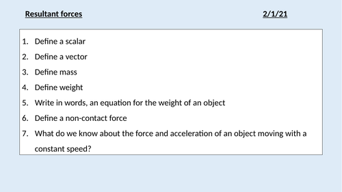 AQA GCSE Physics (4.5.1.4) Forces - Resultant forces | Teaching Resources