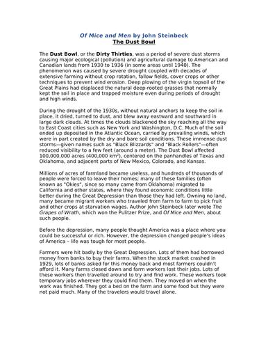 Of Mice and Men - Context | Teaching Resources