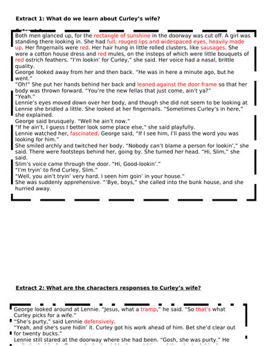 Of Mice and Men - Curley's wife | Teaching Resources