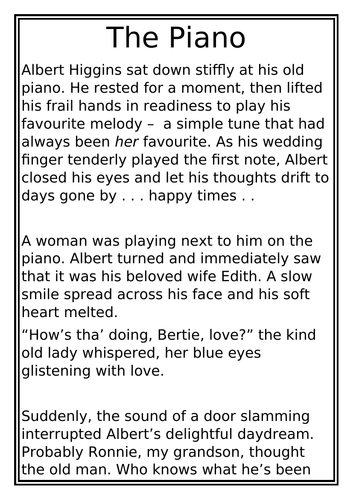 Y6 Flashback Writing Exemplar based on The Piano by Aidan Gibbons ...