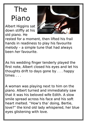 Y6 Flashback Writing Exemplar based on The Piano by Aidan Gibbons ...