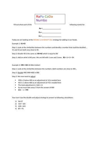 Mental Math Strategies | Teaching Resources
