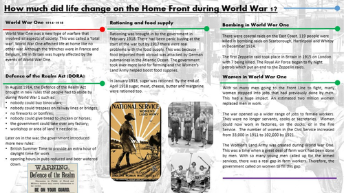 Home Front World War One | Teaching Resources