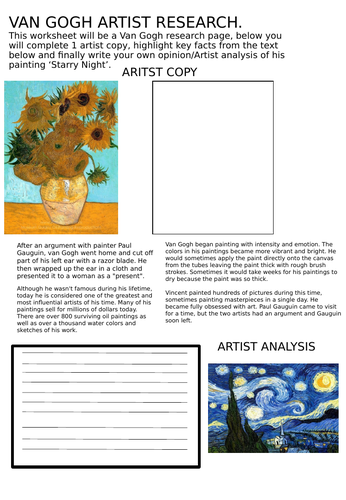 Vincent Van Gogh- Mark Making | Teaching Resources