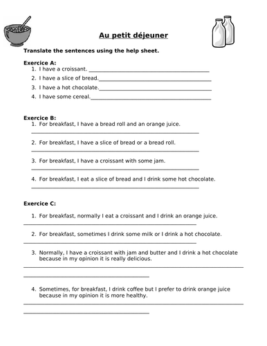 French food / meals worksheets bundle | Teaching Resources