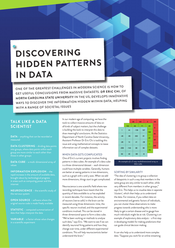 Data science: discovering hidden patterns in data | Teaching Resources