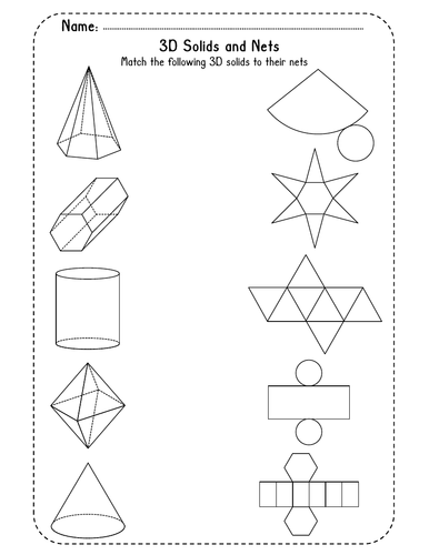 3D Solids-3D solids & nets match | Teaching Resources