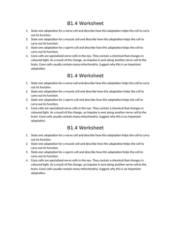 AQA GCSE Biology (9-1) B1.4 Specialisation in animal cells FULL LESSON ...