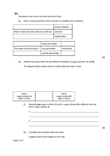 AQA GCSE Biology (9-1) B1.7 Osmosis FULL LESSON | Teaching Resources