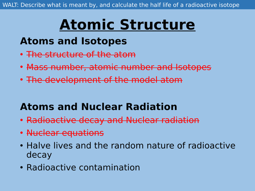 Atomic Structure And Radioactivity Aqa 9 1 Teaching Resources
