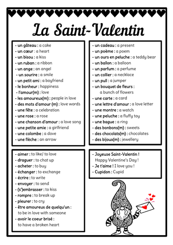 French Valentine's Day- Vocabulary | Teaching Resources