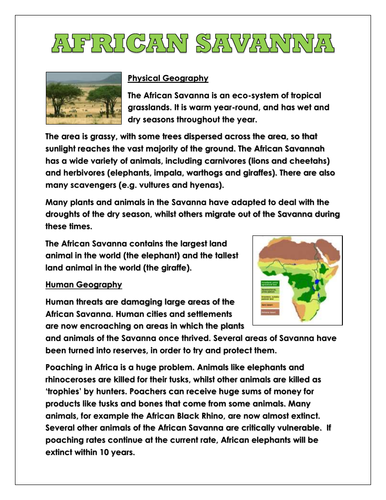 Africa: Physical and Human Geography (People and Places) | Teaching ...
