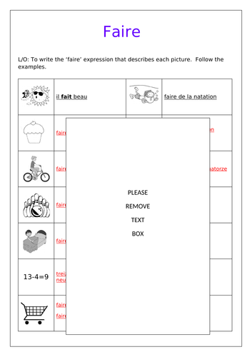 FRENCH - VERBS - FAIRE (introduction) | Teaching Resources