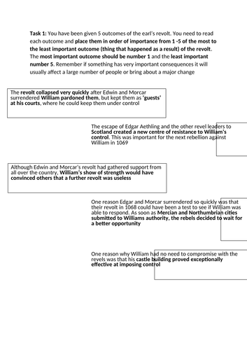 Edexcel 9-1 The Revolt of Edwin and Morcar | Teaching Resources