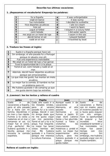 Spanish Past Holidays - Mis últimas vacaciones | Teaching Resources