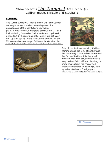 The Tempest Worksheets | Teaching Resources
