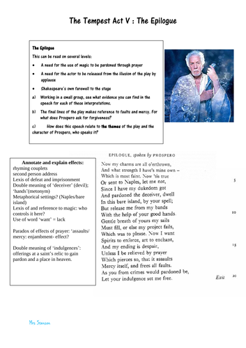 The Tempest Worksheets | Teaching Resources