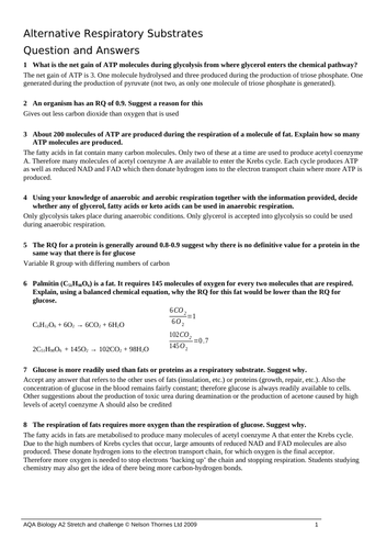 AQA A Level Respiration | Teaching Resources