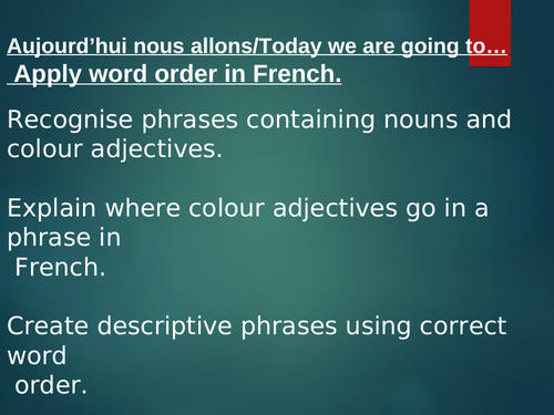 French apply word order and create a monster. | Teaching Resources