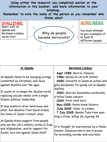 History KS3 Home Learning - Terrorism | Teaching Resources