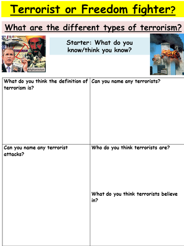 History KS3 Home Learning - Terrorism | Teaching Resources