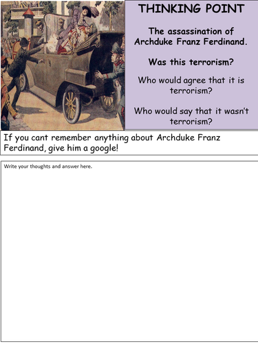 History KS3 Home Learning - Terrorism | Teaching Resources