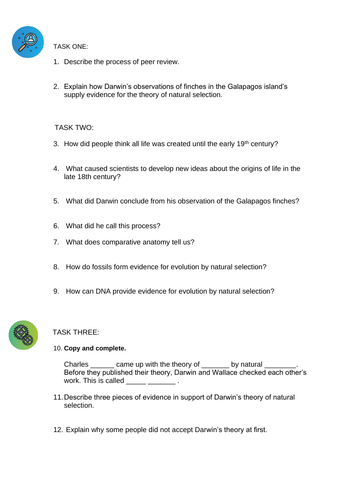 KS3 Charles Darwin - Home learning | Teaching Resources