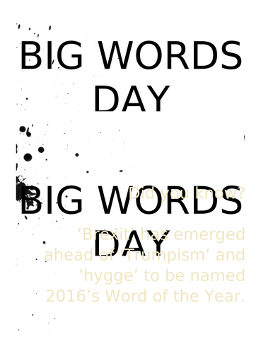 'Big Words Day' Pack | Teaching Resources