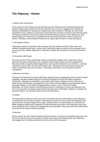 A* Odyssey Book-by-Book Plot Summary | Teaching Resources