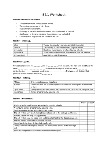 AQA GCSE Biology (9-1) B2.1 Cell division - FULL LESSON | Teaching ...