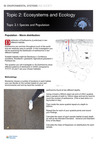 Topic 2.1 IB ESS Populations | Teaching Resources