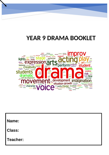 Drama Remote Learning Booklet Key Stage 3/BTEC Introduction | Teaching ...